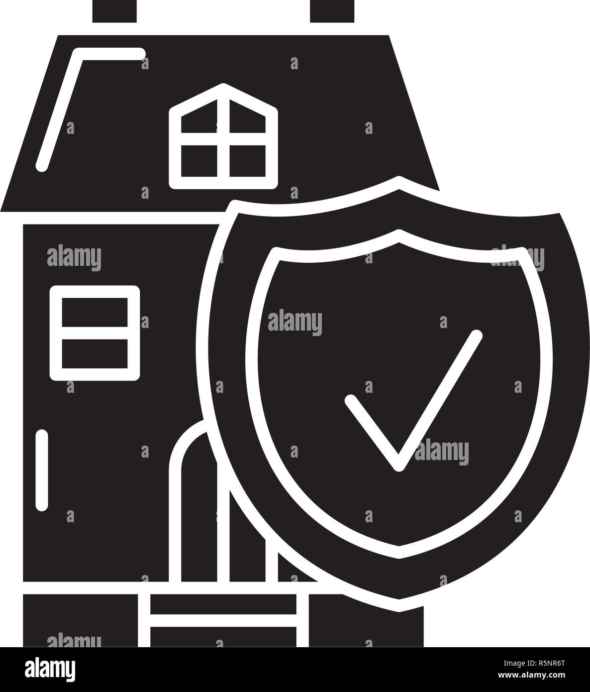 Real estate insurance black icon, vector sign on isolated background ...