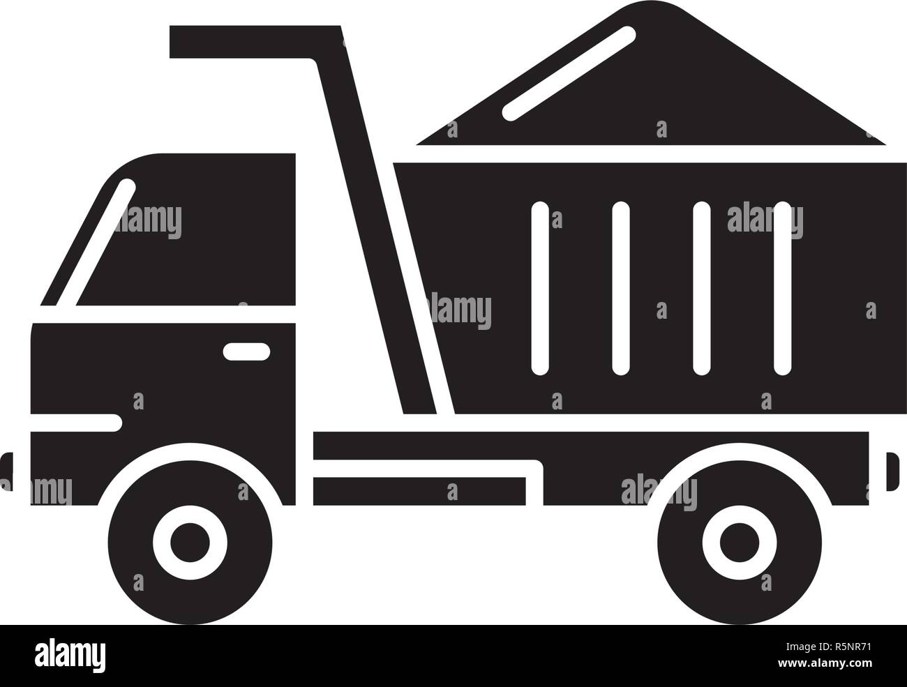 Construction machine black icon, vector sign on isolated background ...