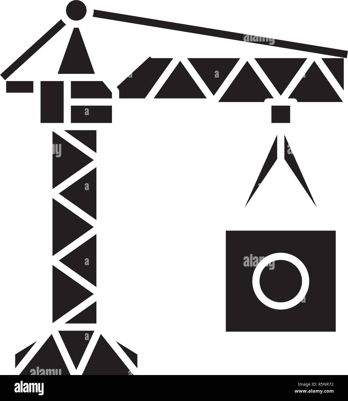Manufacturing crane black icon, vector sign on isolated background ...
