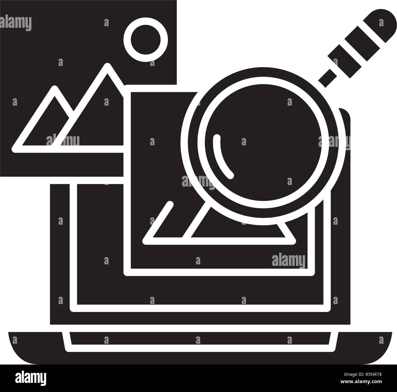 Media analysis black icon, vector sign on isolated background. Media ...