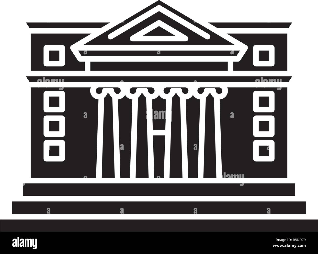 City hall black icon, vector sign on isolated background. City hall ...