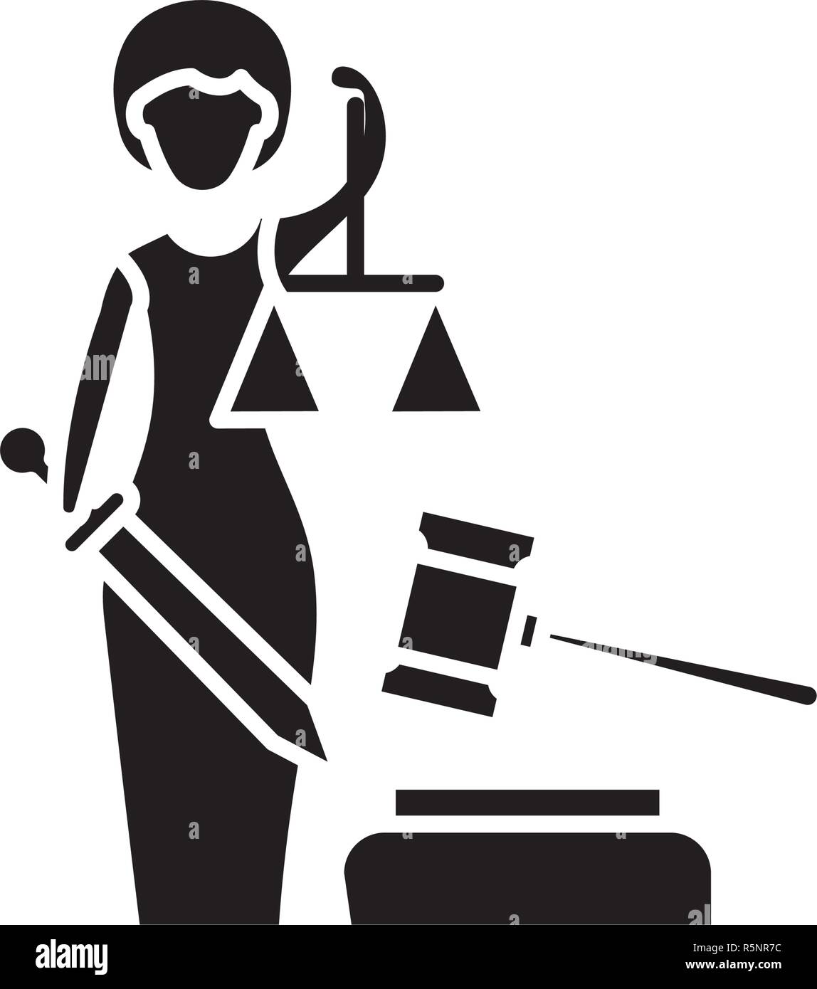 Justice black icon, vector sign on isolated background. Justice concept ...