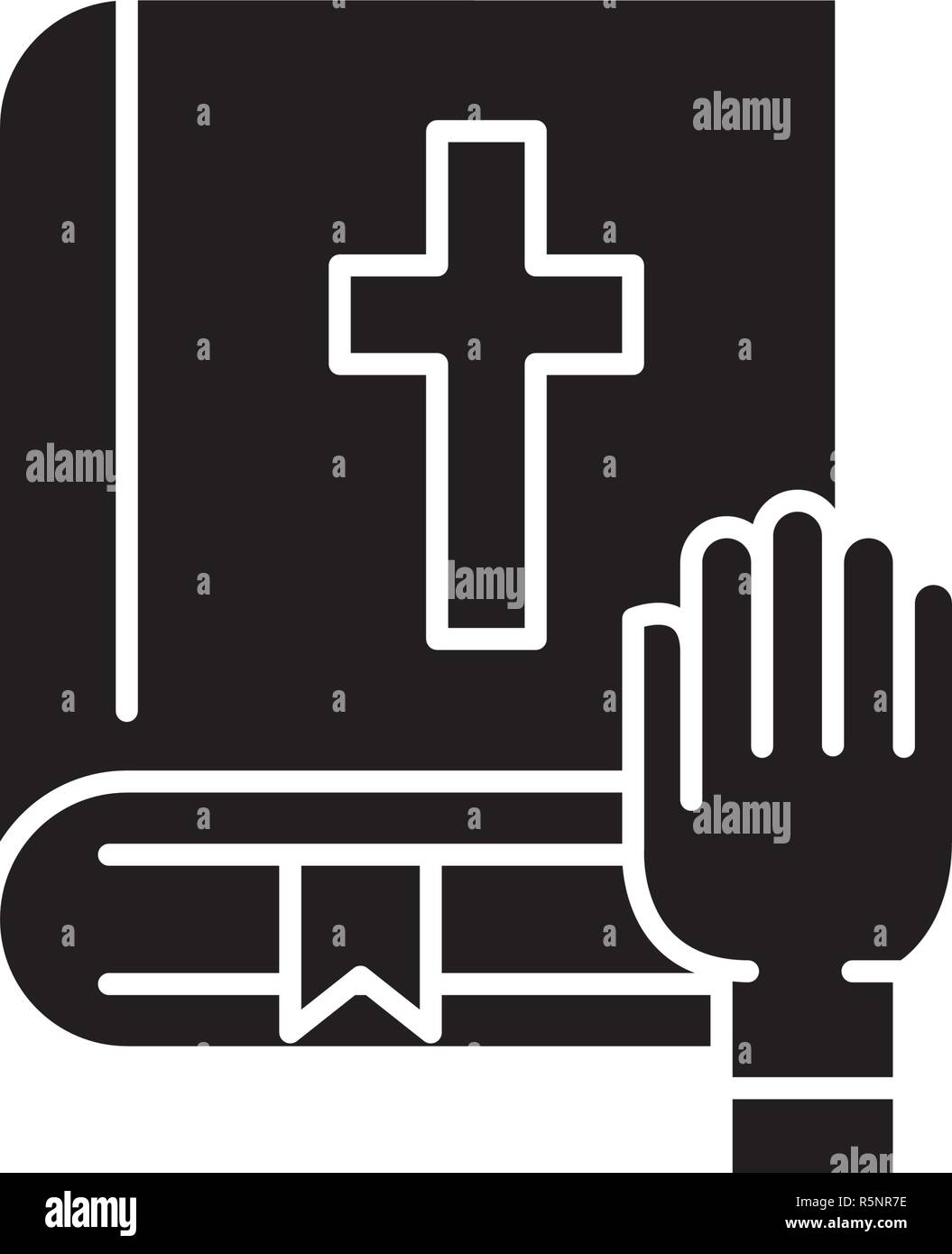 Oath black icon, vector sign on isolated background. Oath concept ...