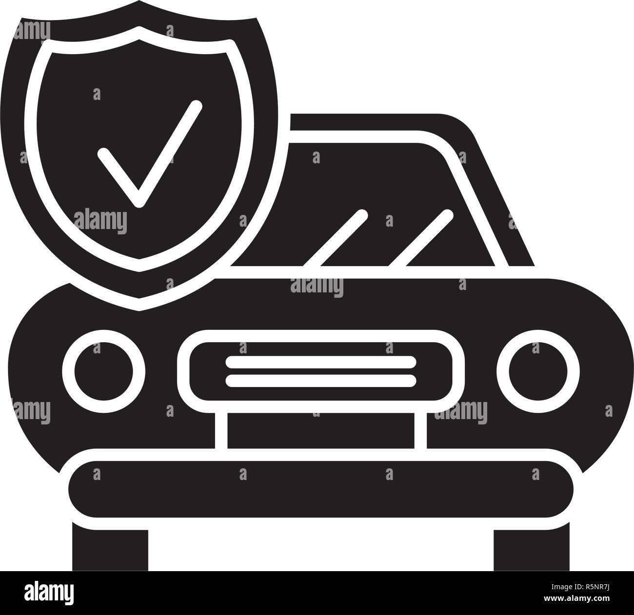 Auto insurance black icon, vector sign on isolated background. Auto ...