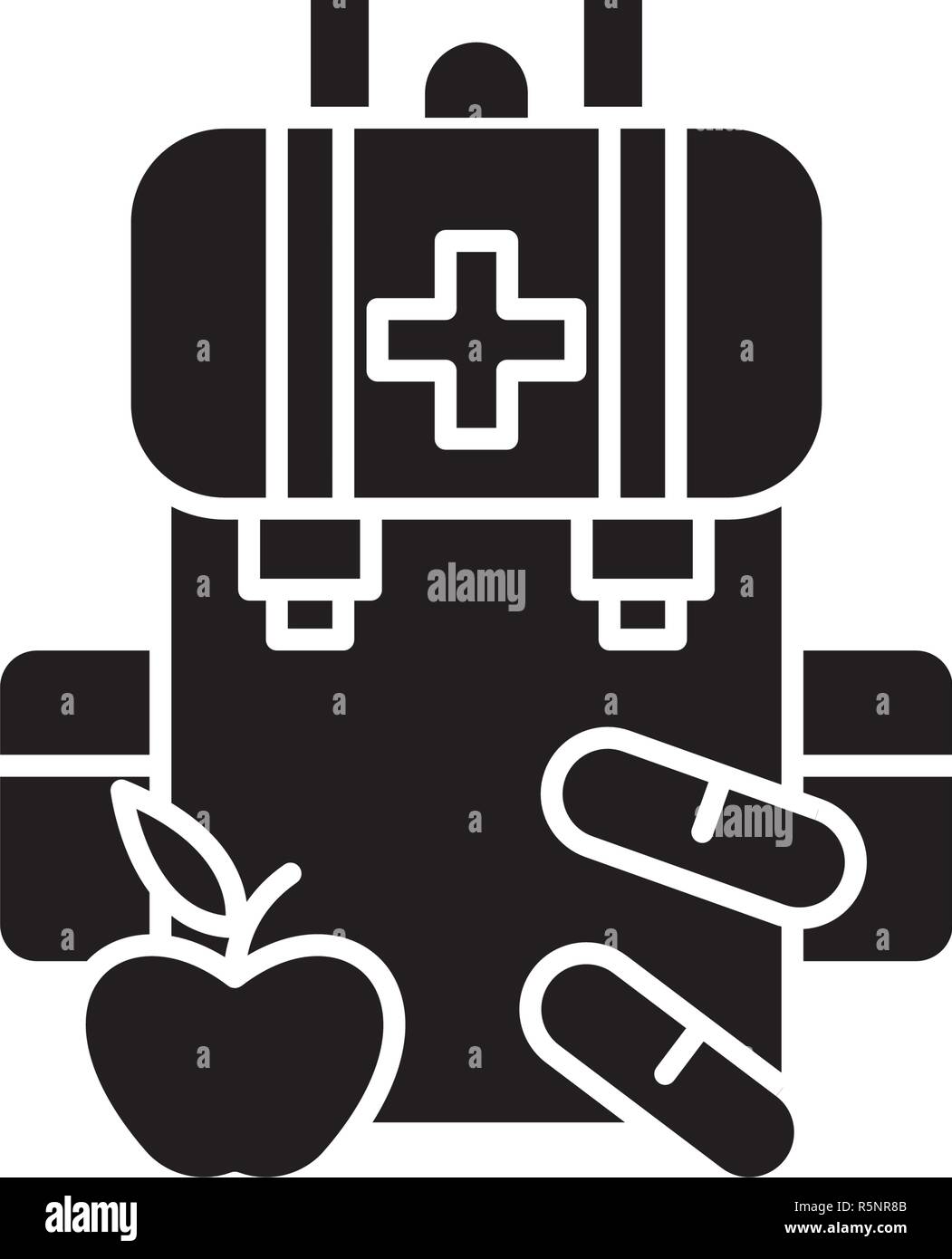 Medical kit black icon, vector sign on isolated background. Medical kit ...