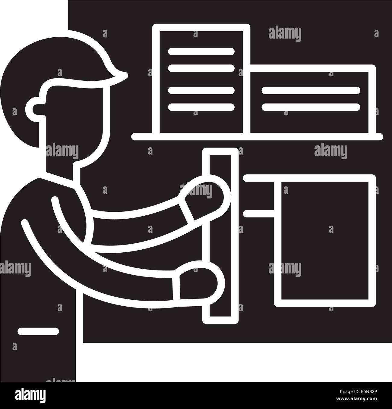 Architect black icon, vector sign on isolated background. Architect ...