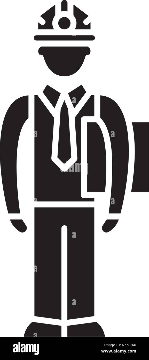 Production manager black icon, vector sign on isolated background ...