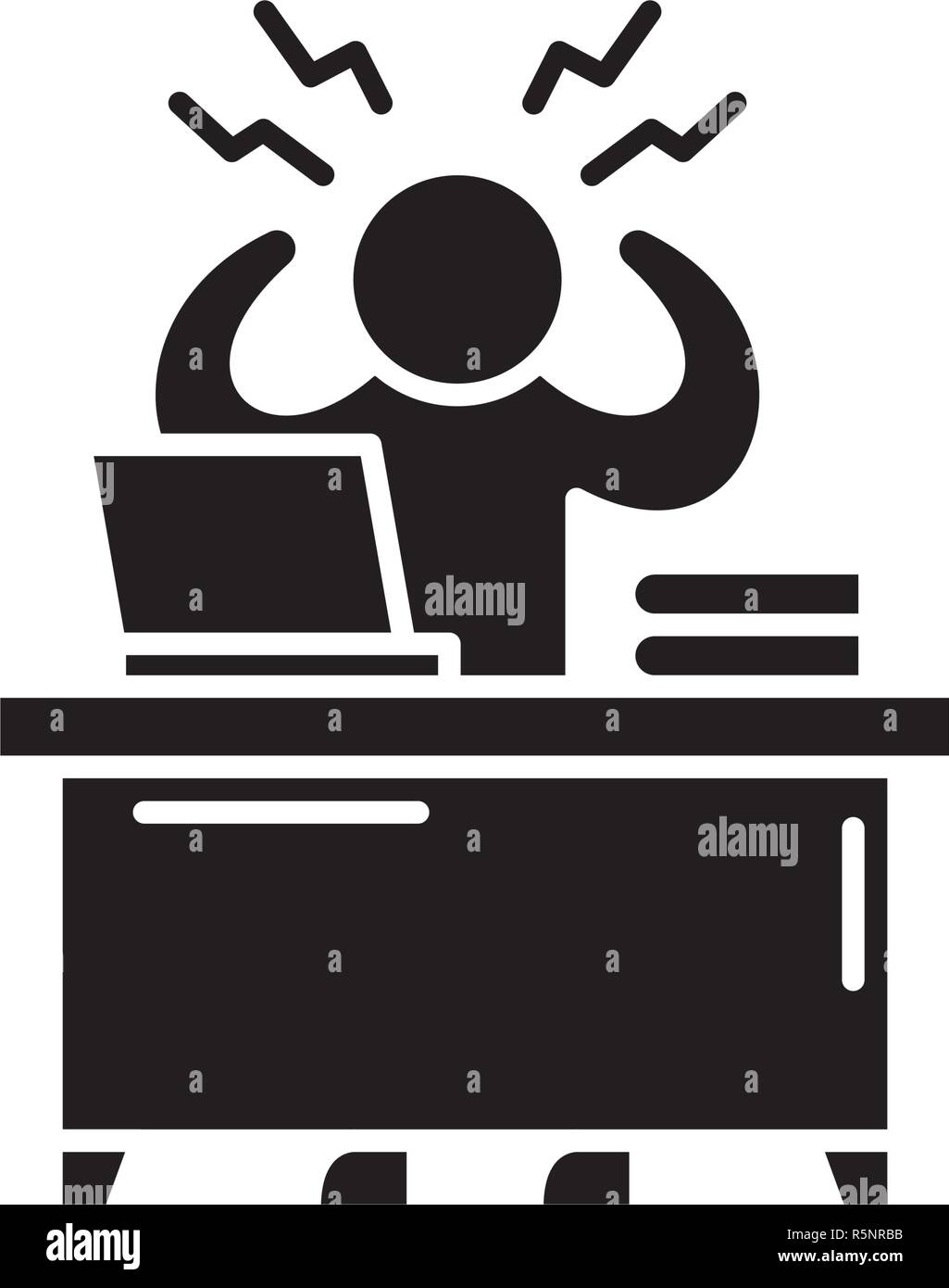 Business stress black icon, vector sign on isolated background ...