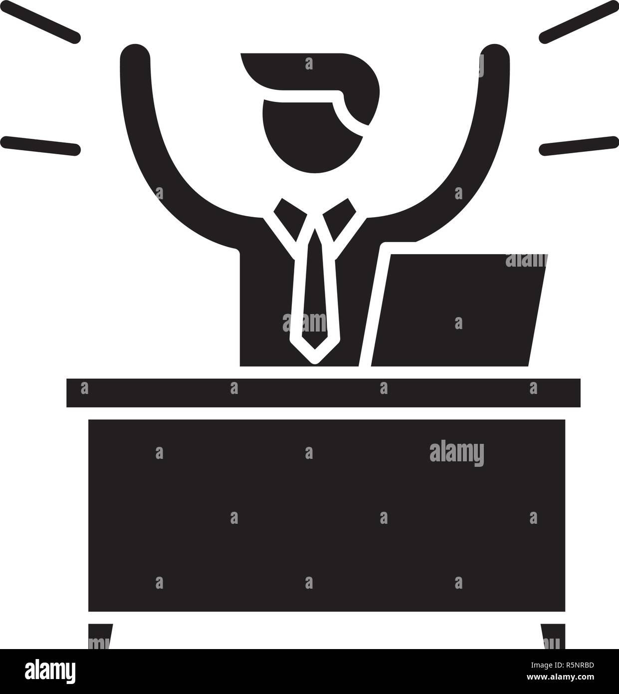 Business win black icon, vector sign on isolated background. Business ...