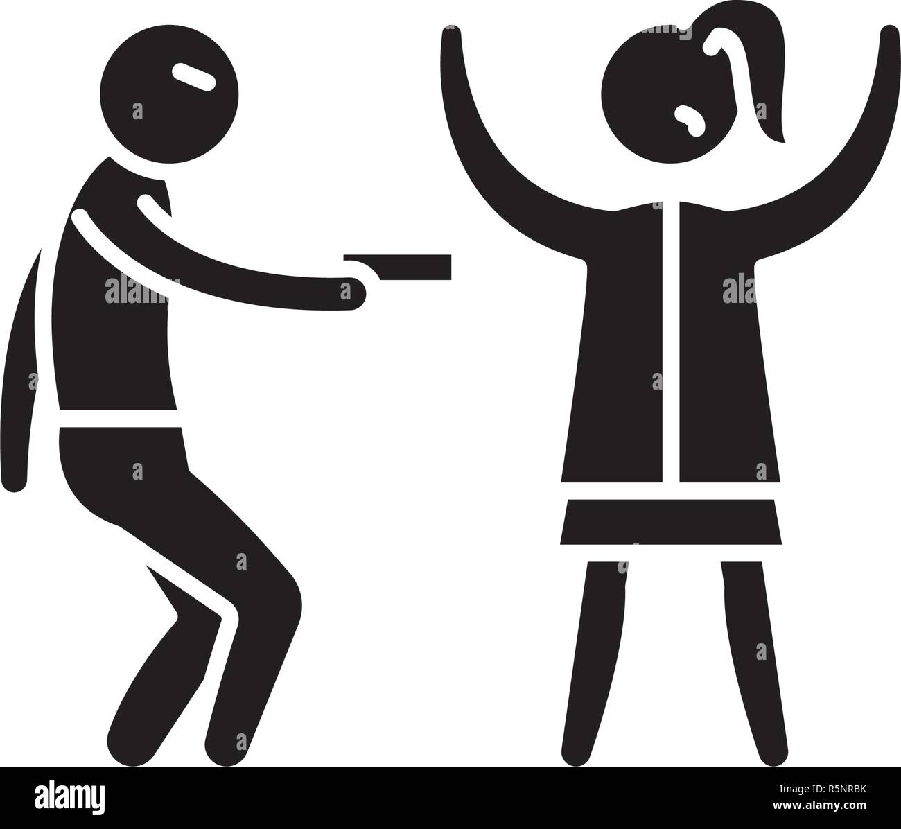 Armed robbery black icon, vector sign on isolated background. Armed ...