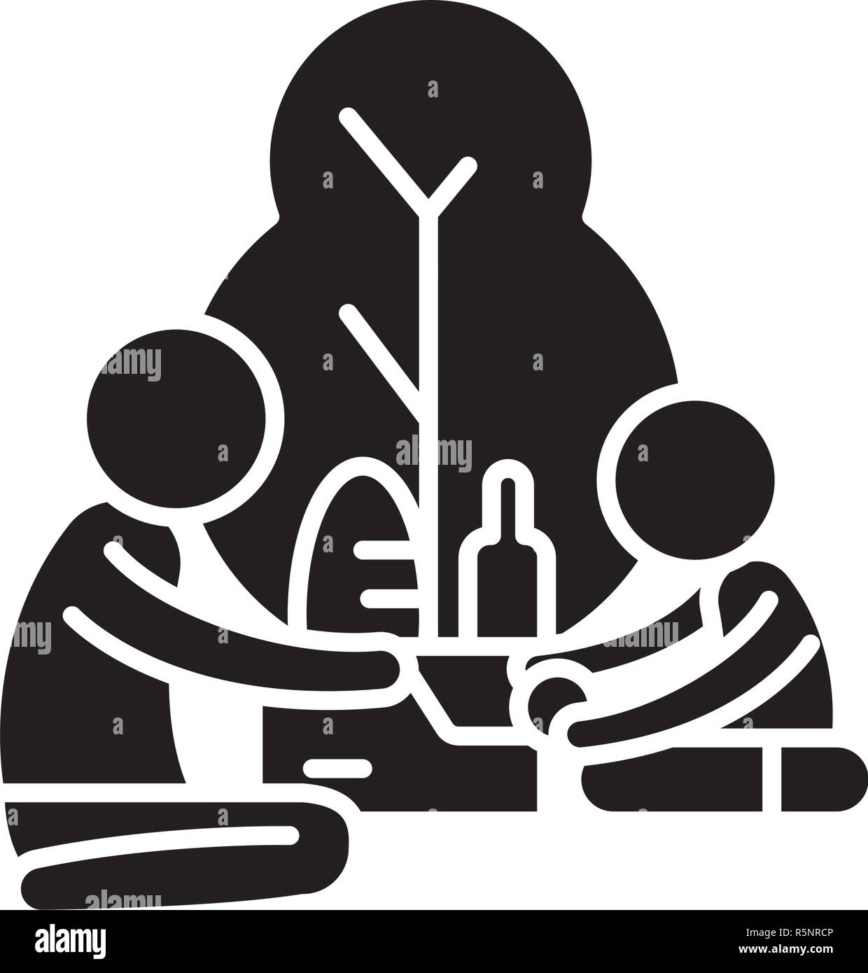 Picnic in the park black icon, vector sign on isolated background ...