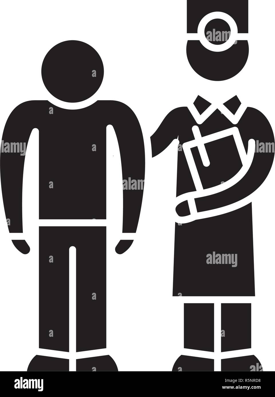 Examination of the patient by the doctor black icon, vector sign on ...