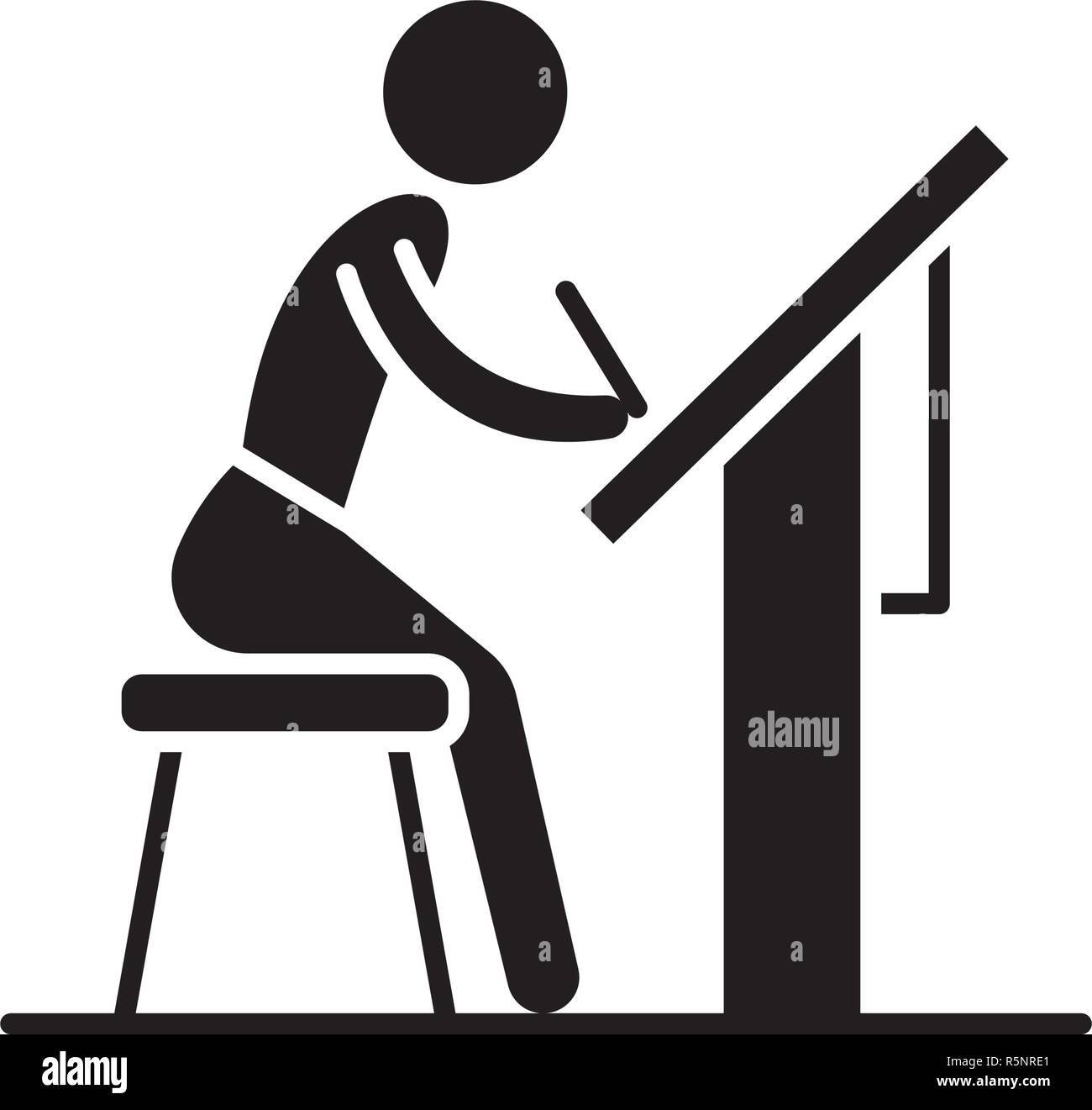 Drawing black icon, vector sign on isolated background. Drawing concept ...