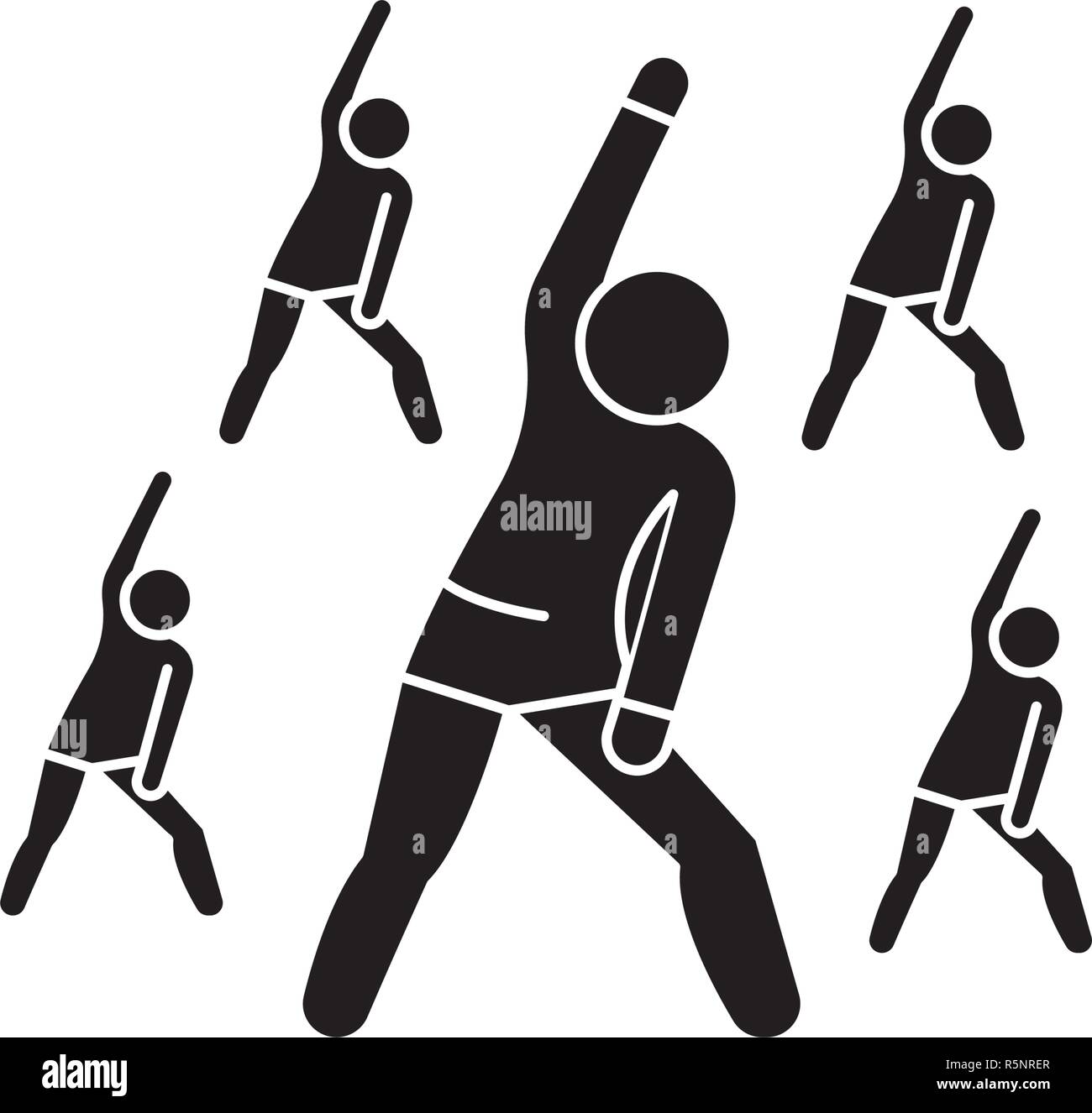 Group fitness black icon, vector sign on isolated background. Group ...