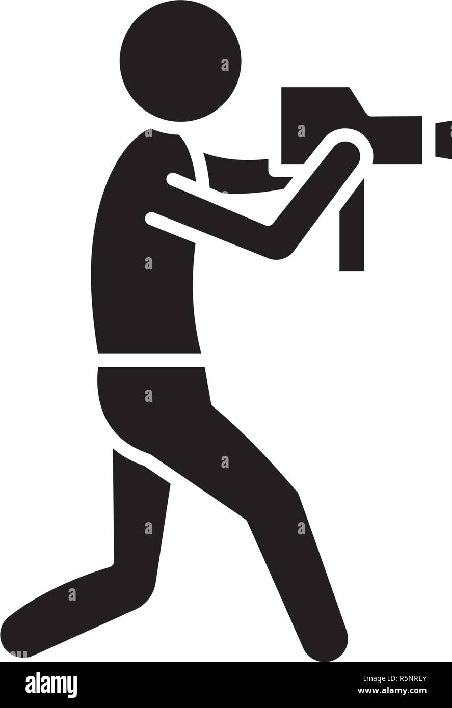 Video operator black icon, vector sign on isolated background. Video ...