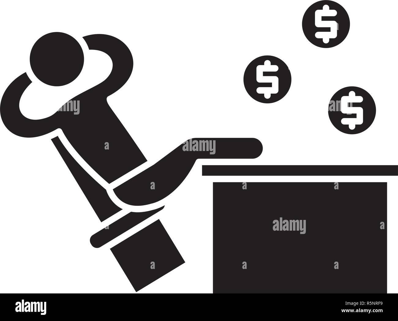 Rich manager black icon, vector sign on isolated background. Rich ...