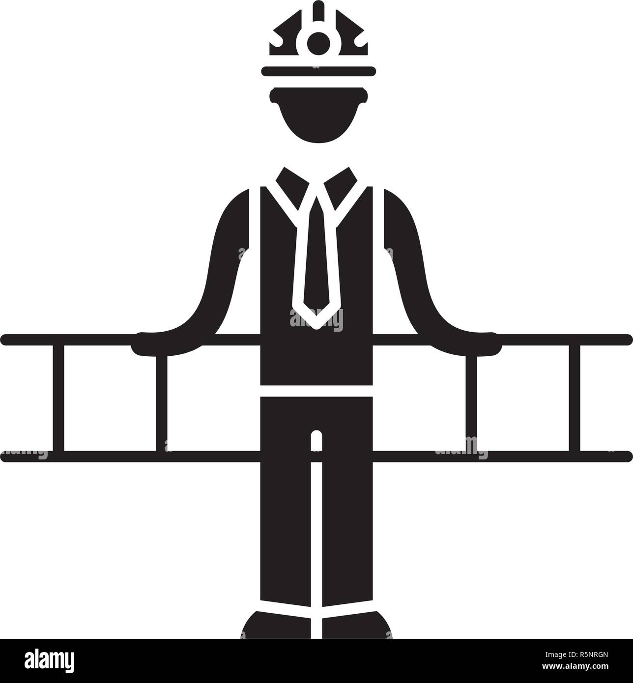 Engineering solution black icon, vector sign on isolated background ...