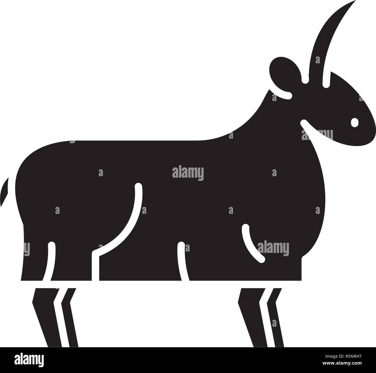 Goat black icon, vector sign on isolated background. Goat concept ...