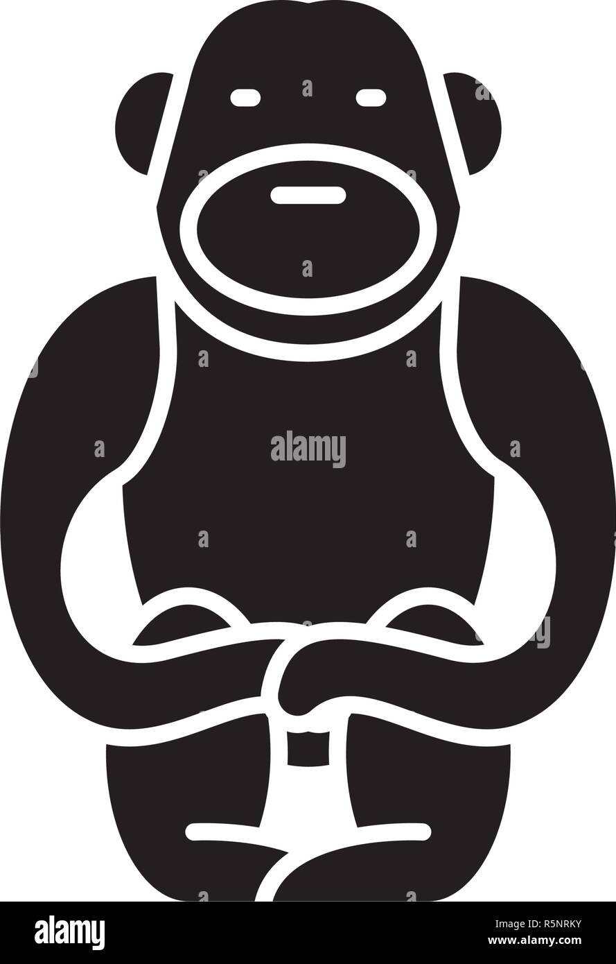 Gibbon black icon, vector sign on isolated background. Gibbon concept ...