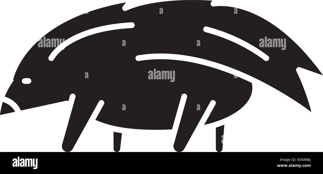 Porcupine black icon, vector sign on isolated background. Porcupine ...