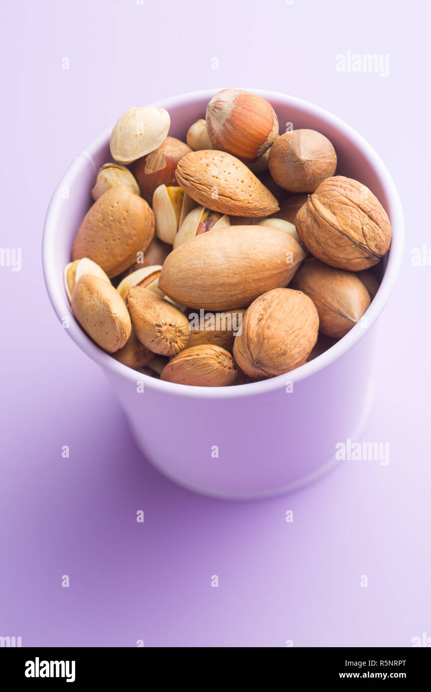 Different types of nuts in the nutshell Stock Photo - Alamy