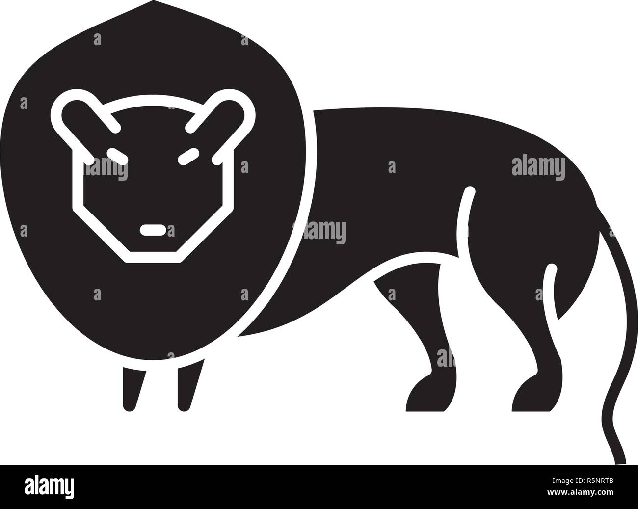 Lion black icon, vector sign on isolated background. Lion concept ...