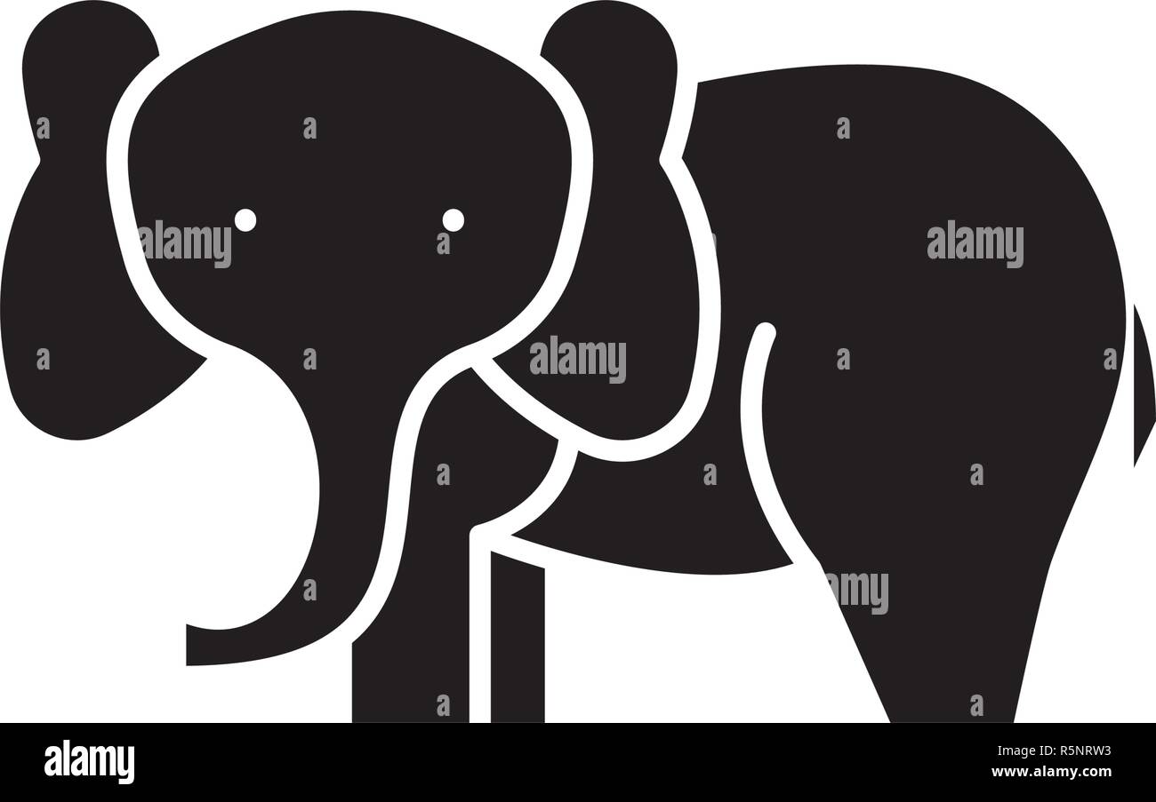 Elephant black icon, vector sign on isolated background. Elephant ...