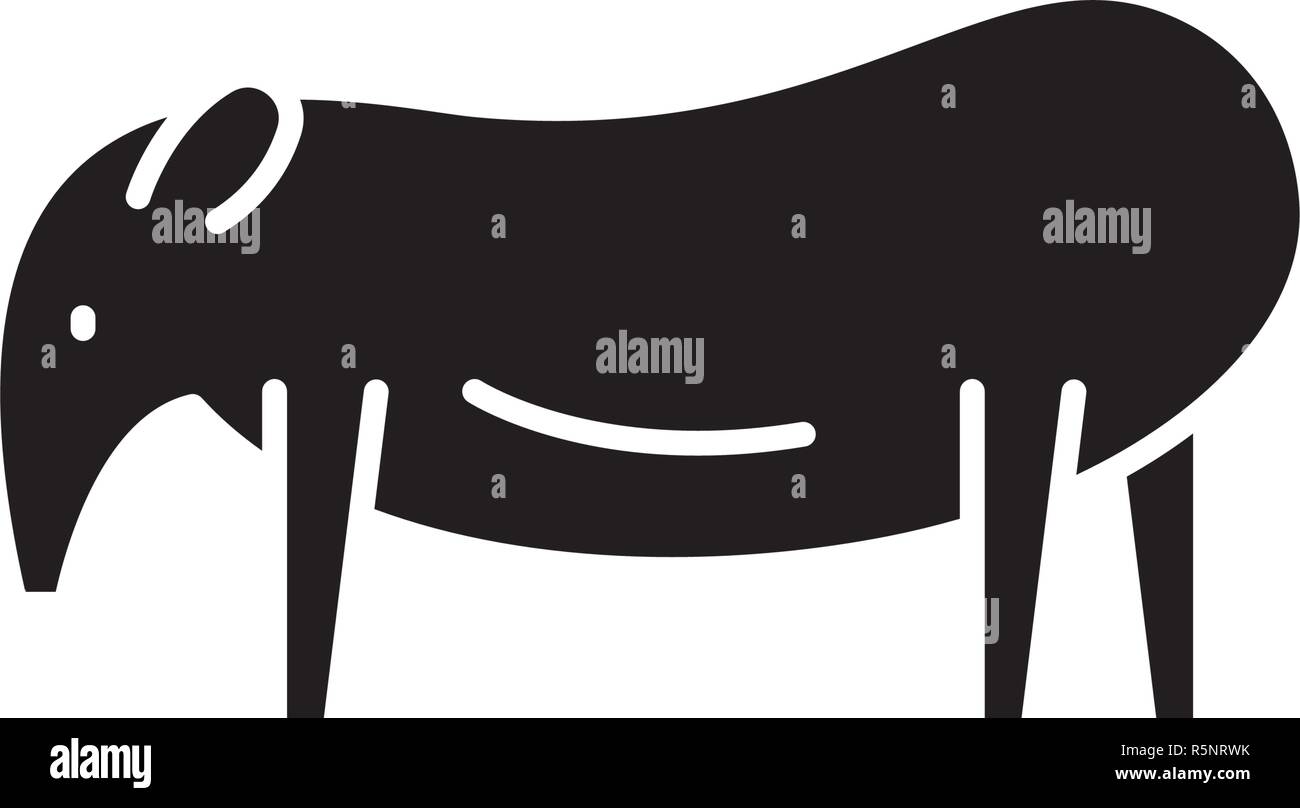 Tapir black icon, vector sign on isolated background. Tapir concept ...