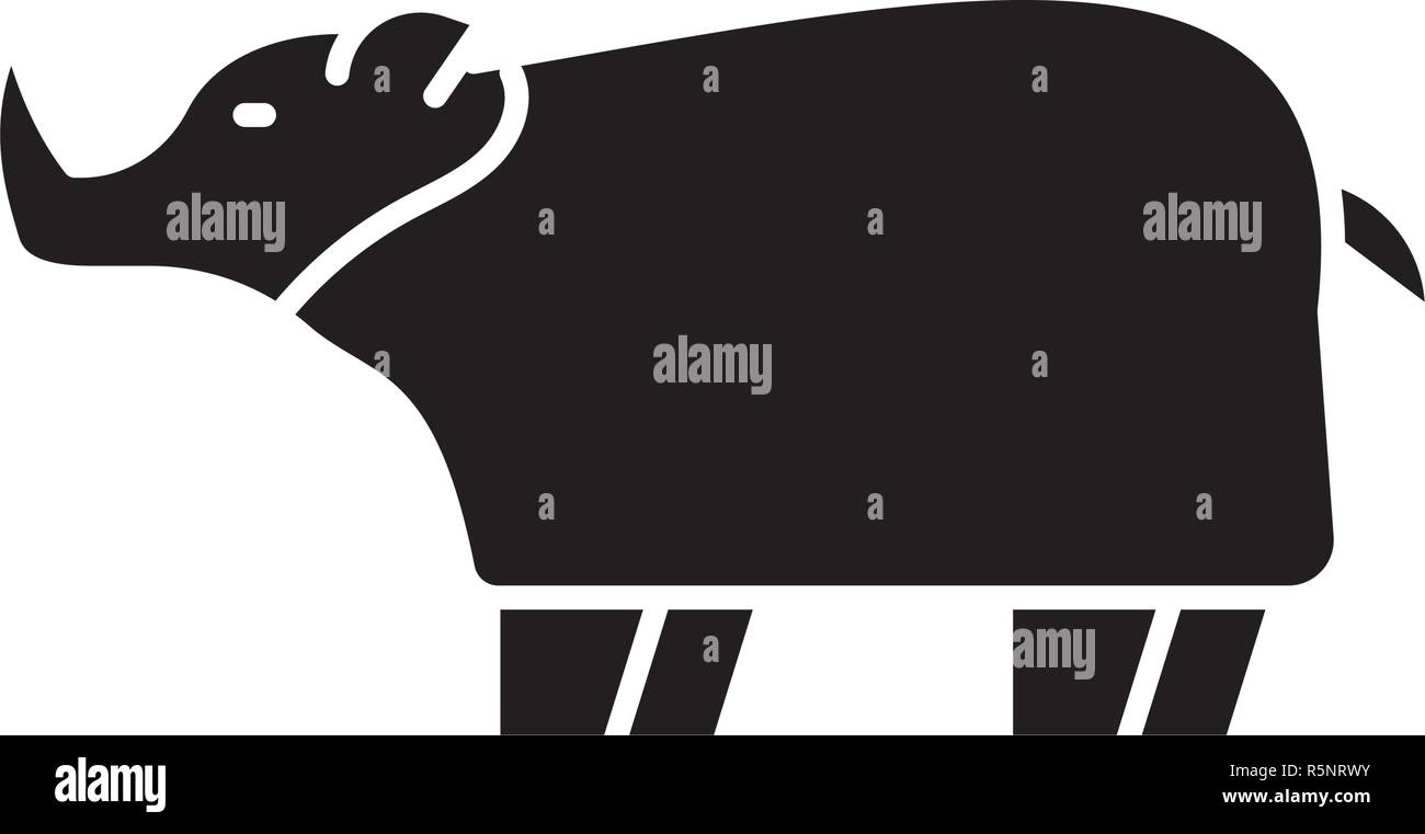 Rhinoceros black icon, vector sign on isolated background. Rhinoceros ...