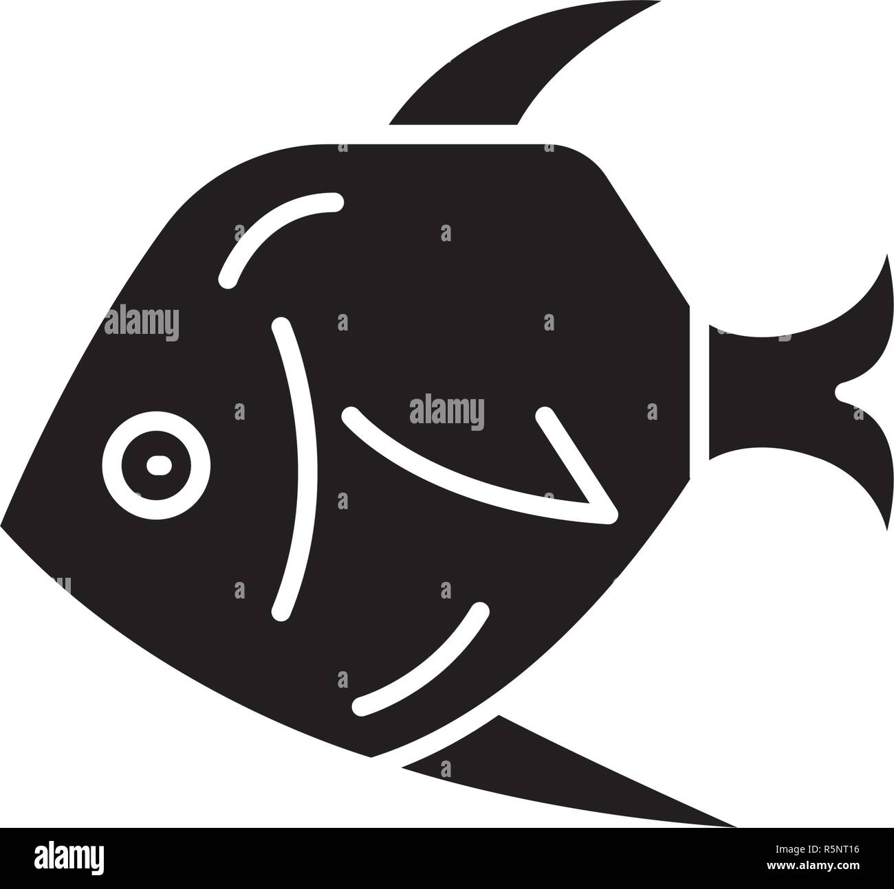 Tropical fish black icon, vector sign on isolated background. Tropical ...