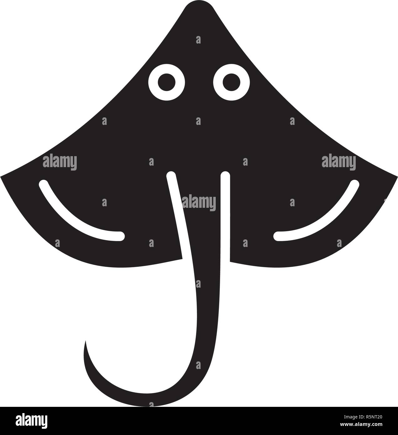 Stingray black icon, vector sign on isolated background. Stingray ...