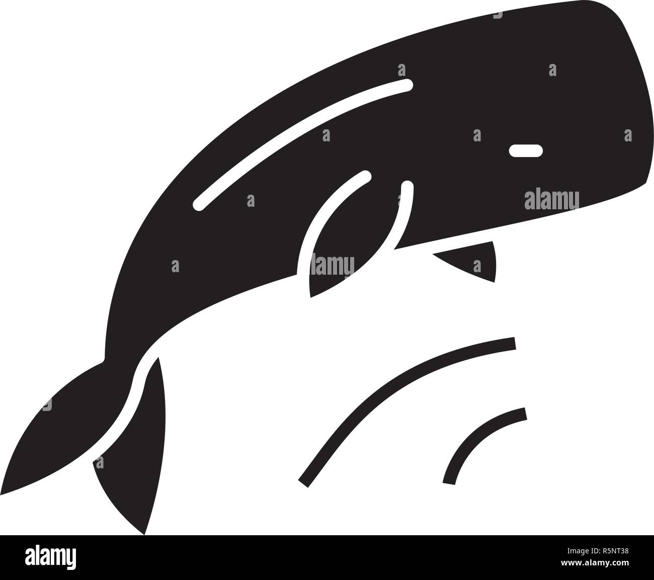 Whale black icon, vector sign on isolated background. Whale concept ...