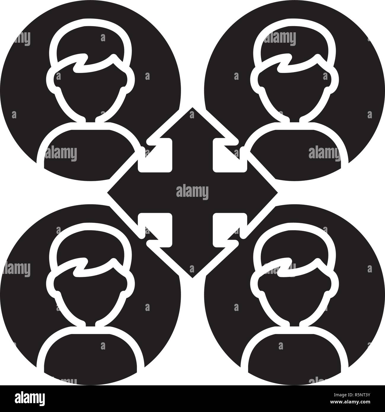 Business networking black icon, vector sign on isolated background ...