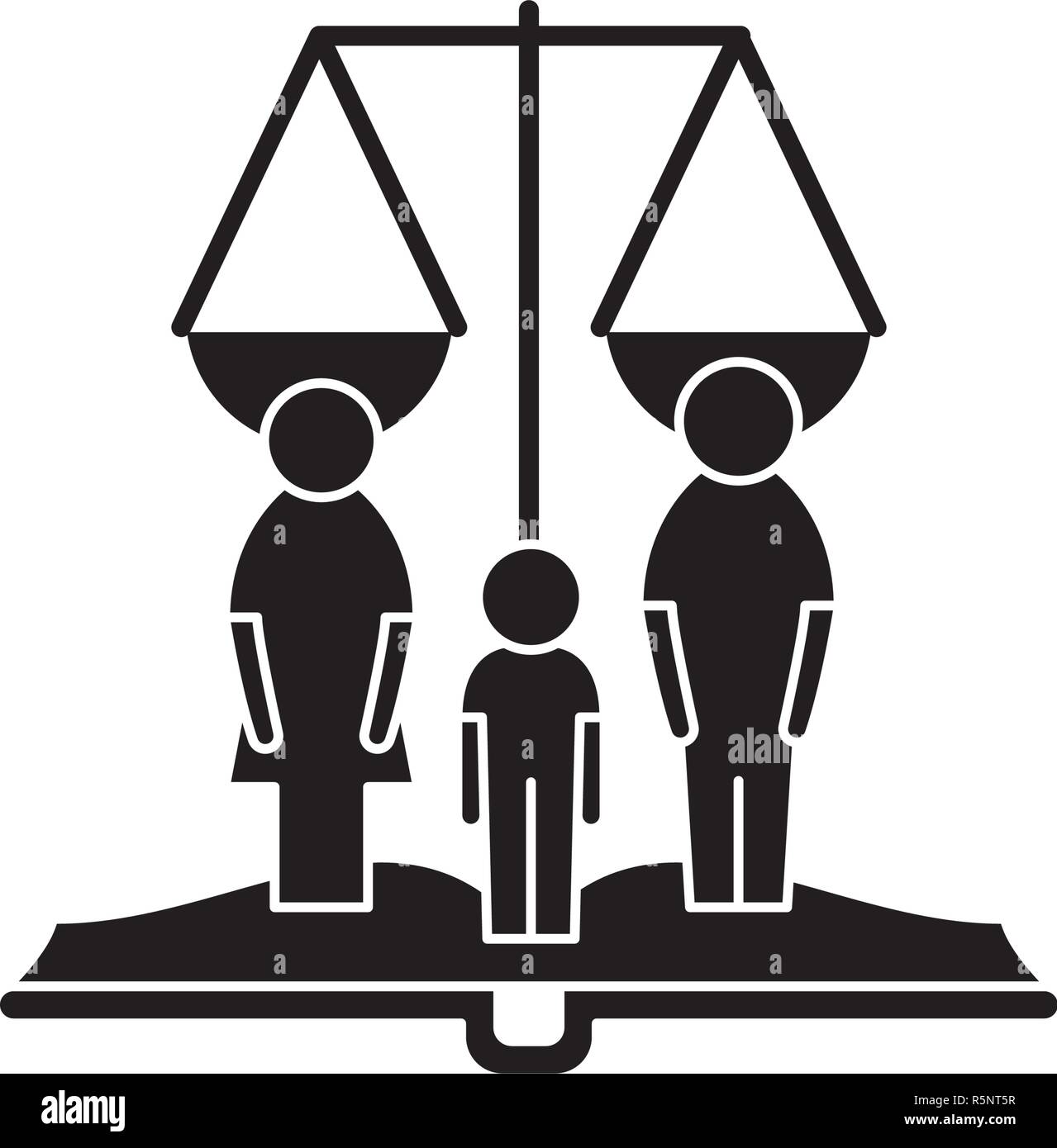 Family rights black icon, vector sign on isolated background. Family ...