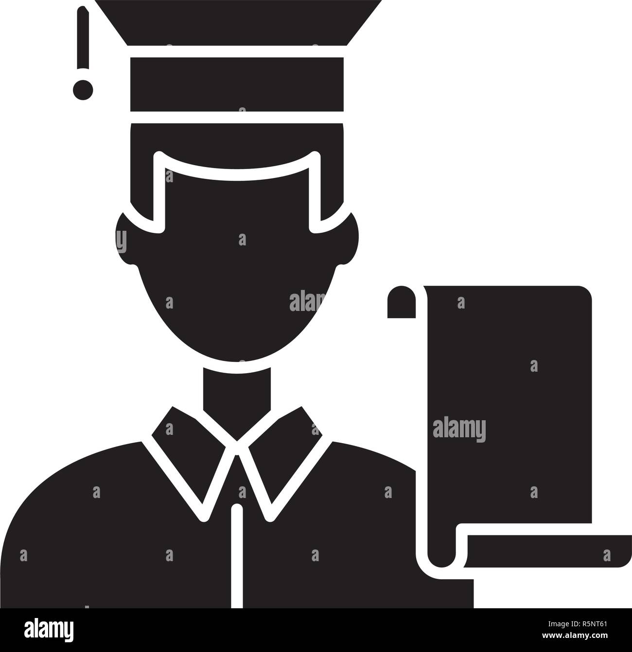 Professor teacher black icon, vector sign on isolated background ...