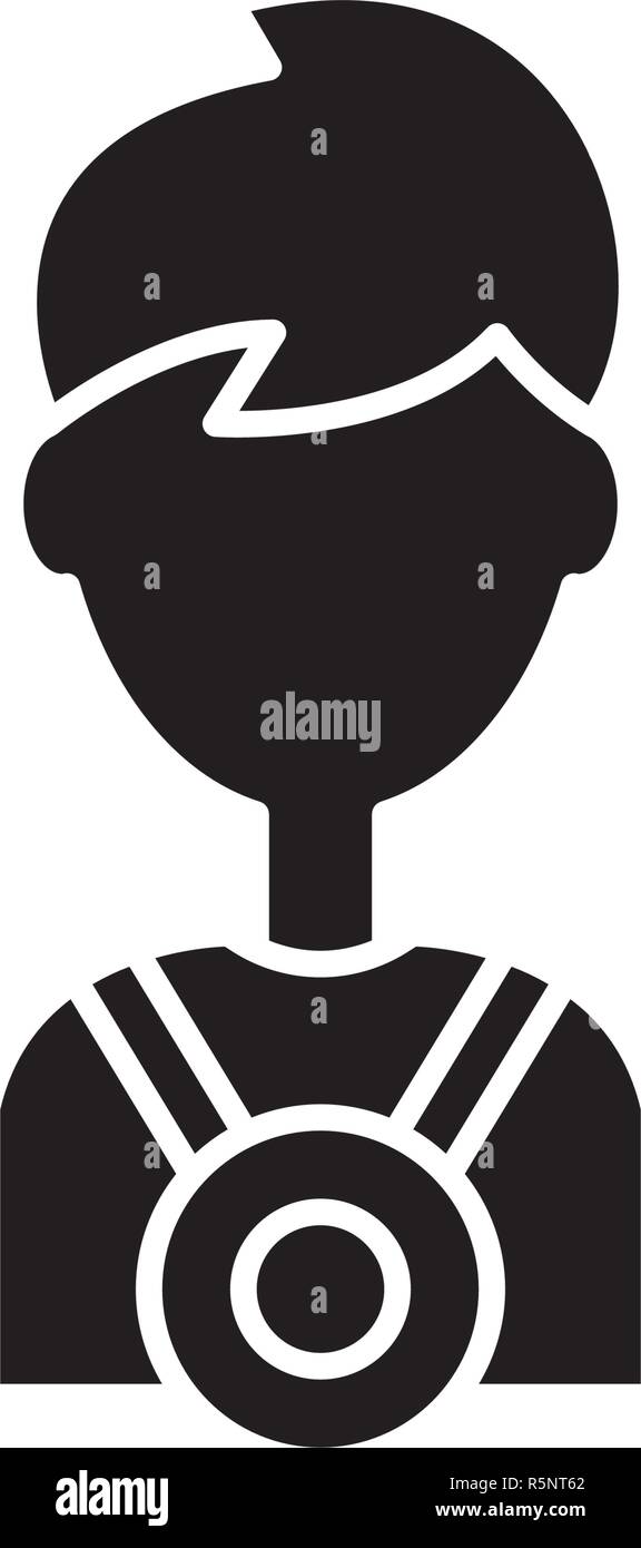Champion black icon, vector sign on isolated background. Champion ...