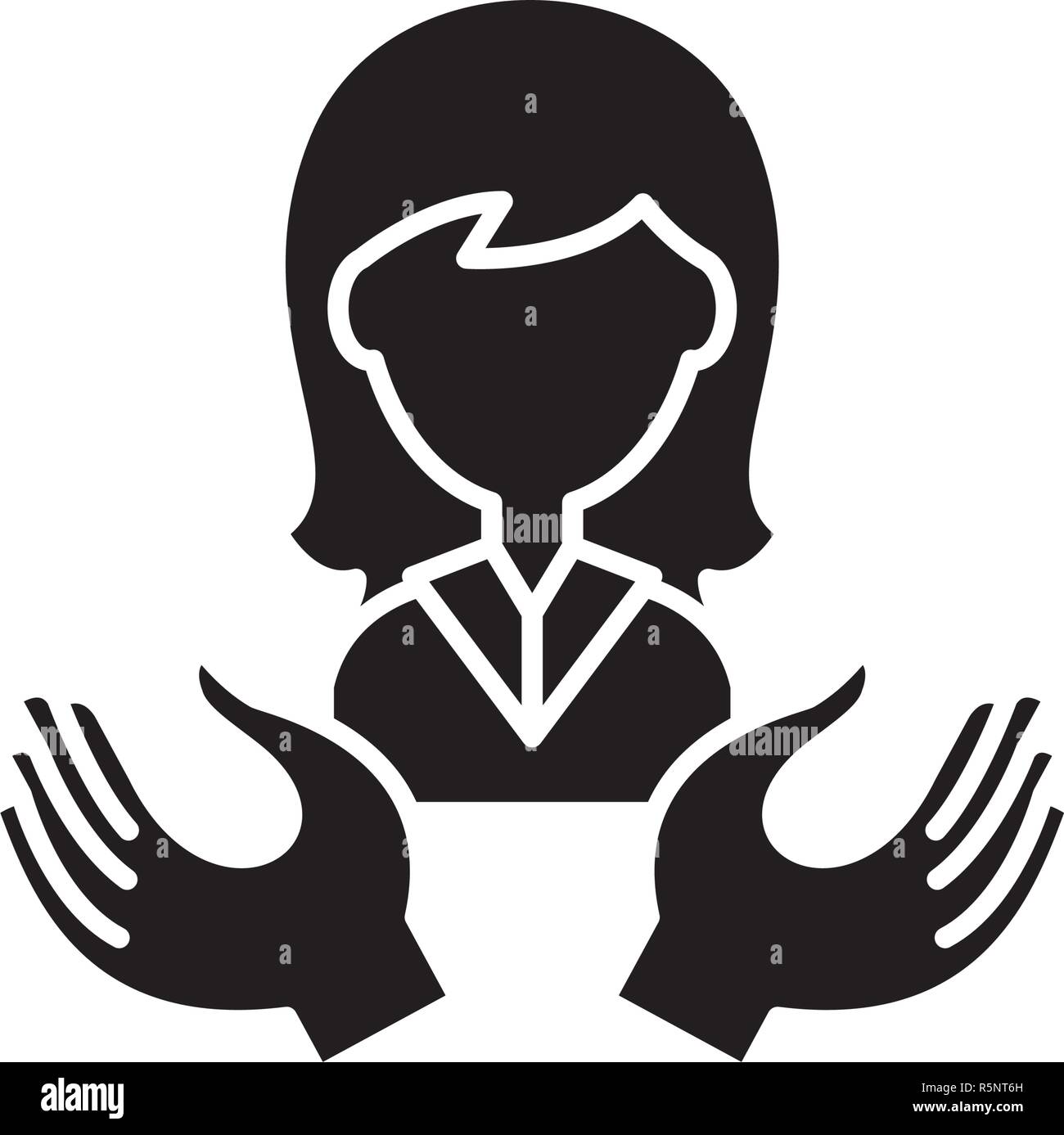Women's support black icon, vector sign on isolated background. Women's ...