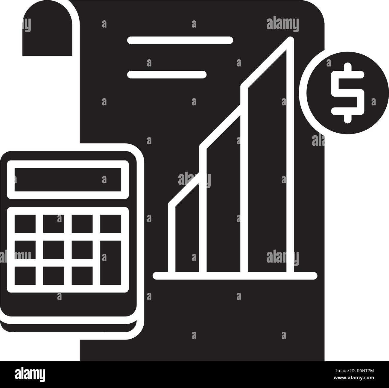 Profit report black icon, vector sign on isolated background. Profit ...