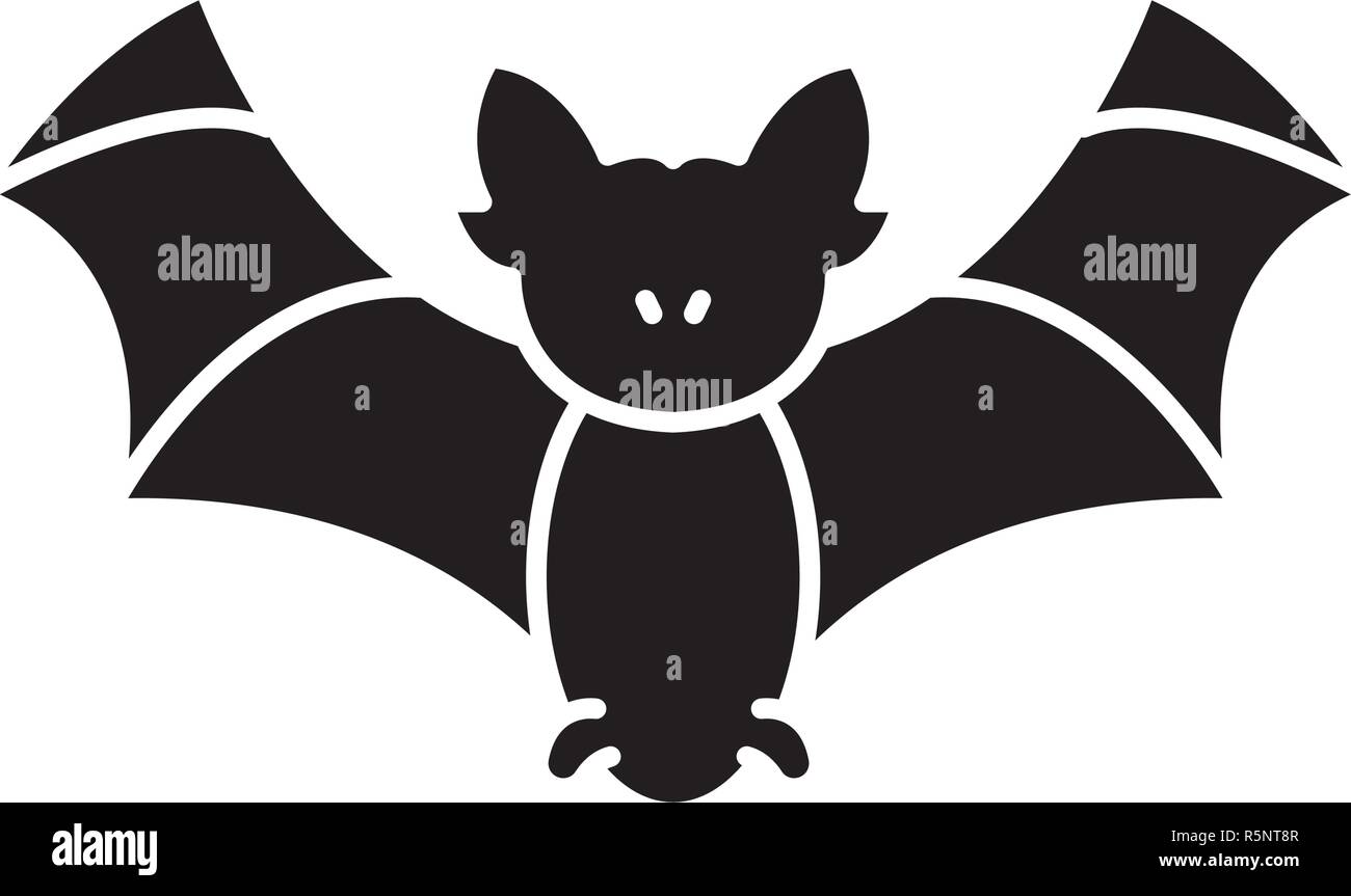 Bat black icon, vector sign on isolated background. Bat concept symbol ...