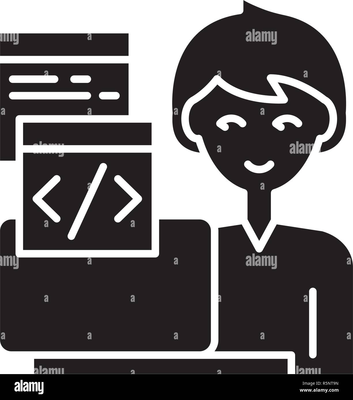 Programming Black Icon Vector Sign On Isolated Background Programming Concept Symbol