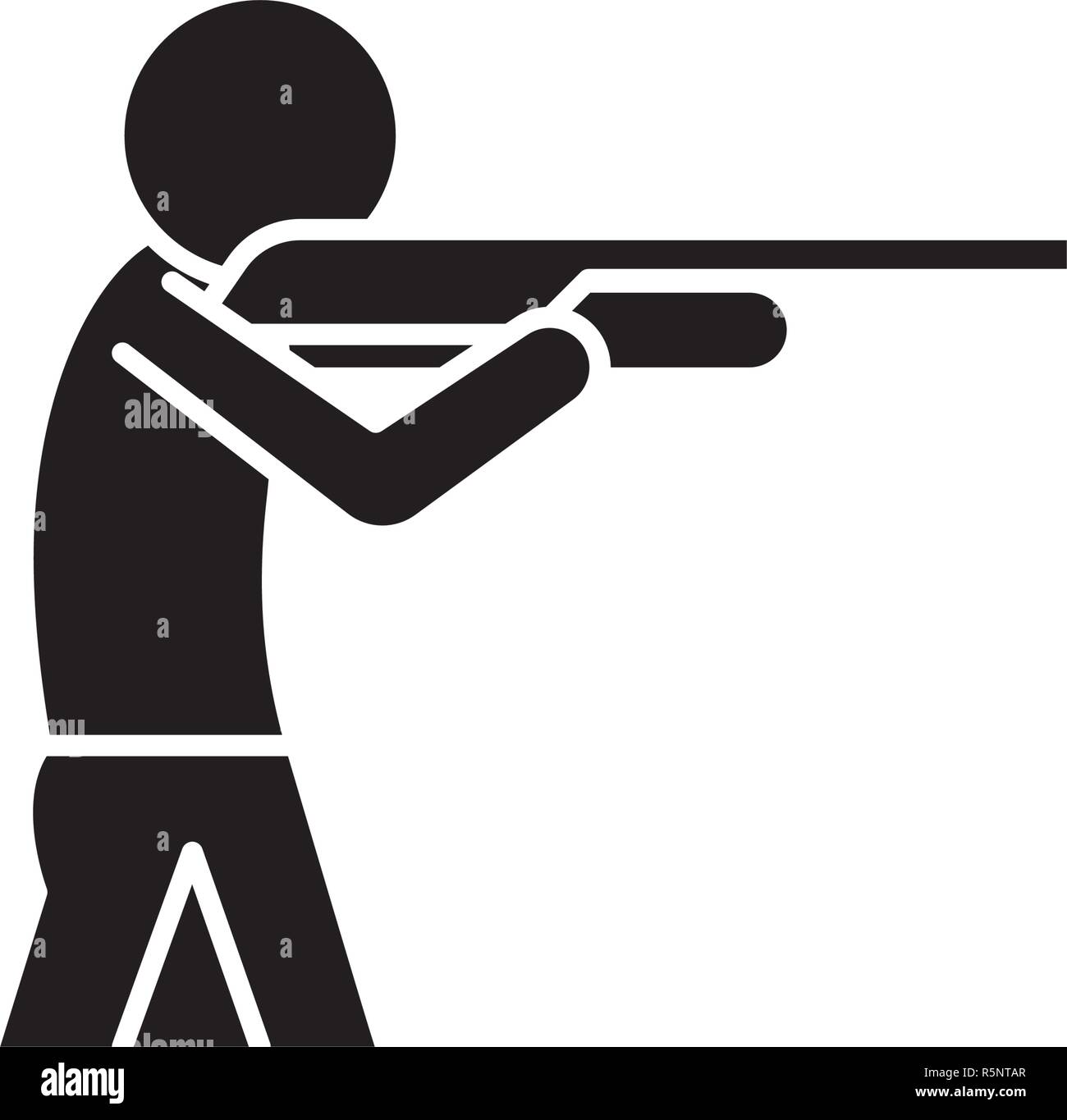 Shooting a gun black icon, vector sign on isolated background. Shooting ...