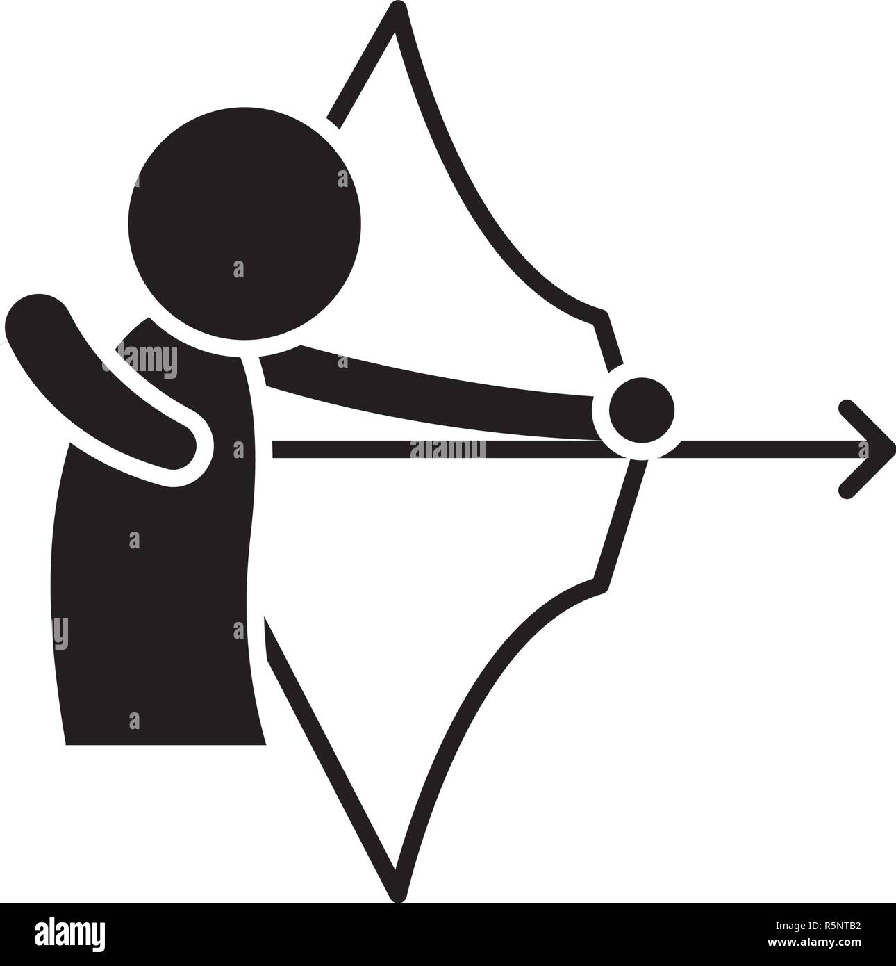 Archery black icon, vector sign on isolated background. Archery concept ...