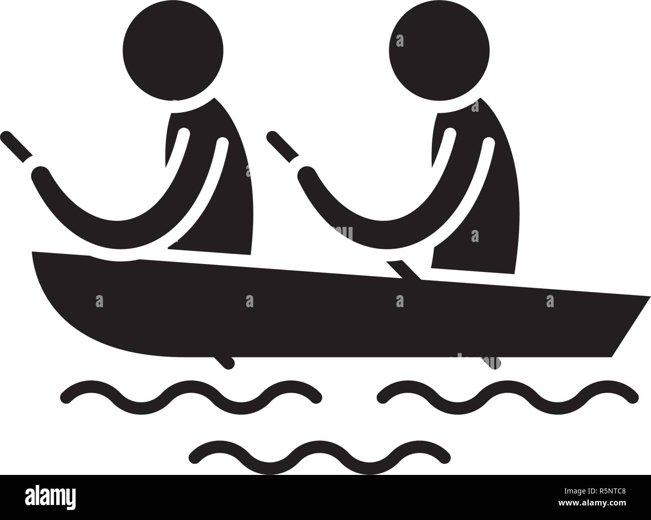 Kayaking black icon, vector sign on isolated background. Kayaking ...