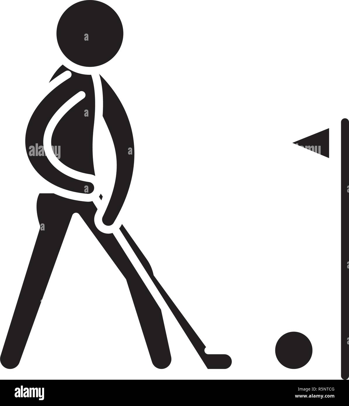 Playing golf black icon, vector sign on isolated background. Playing ...
