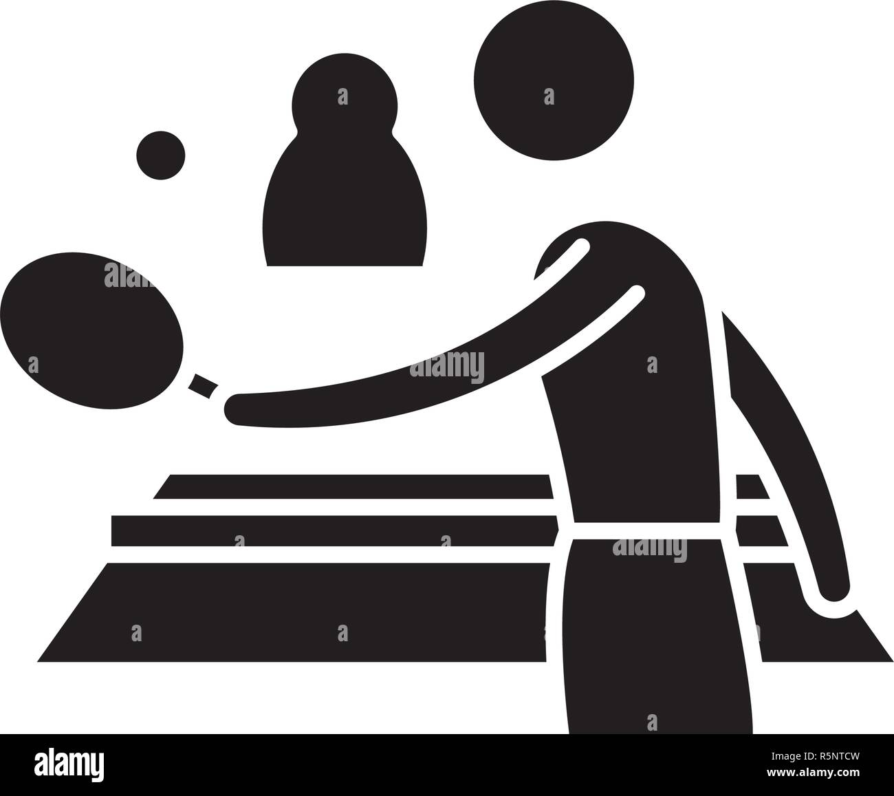 Ping pong play black icon, vector sign on isolated background. Ping ...