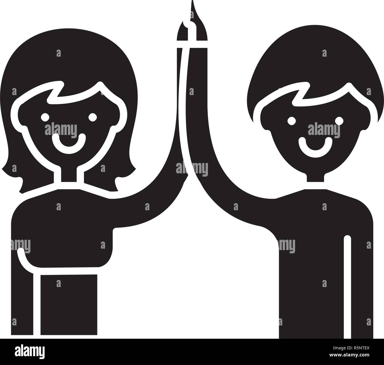 High five black icon, vector sign on isolated background. High five ...