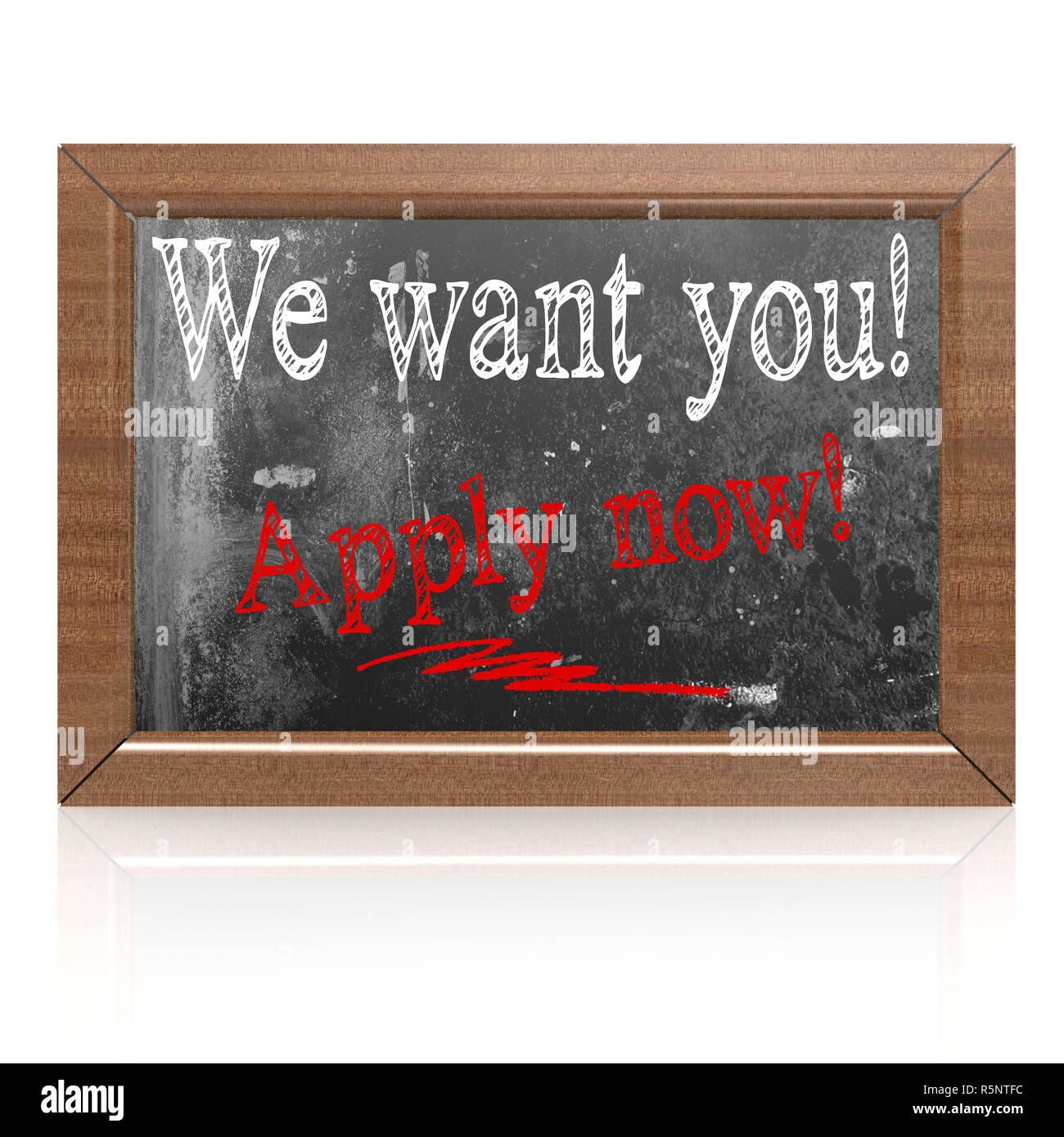 We want you Apply now text written on blackboard Stock Photo - Alamy