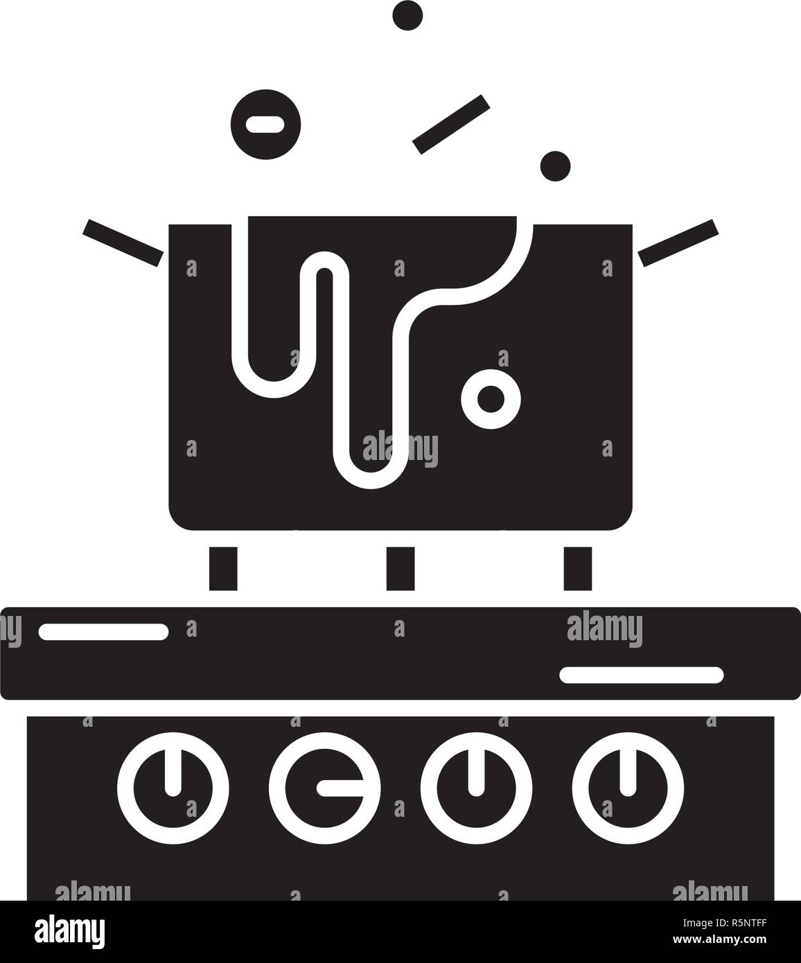 Cooking in the kitchen black icon, vector sign on isolated background ...