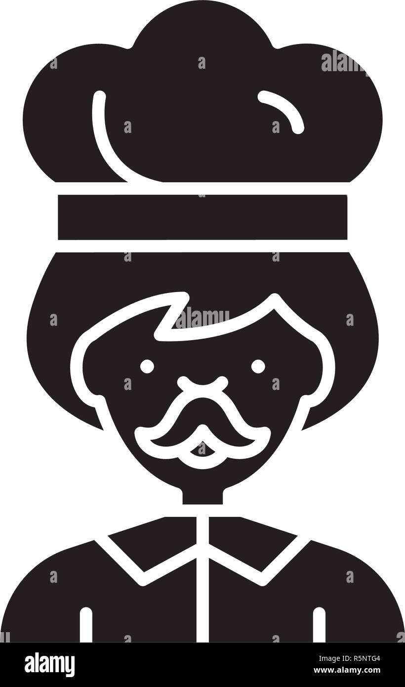 Male cook black icon, vector sign on isolated background. Male cook ...
