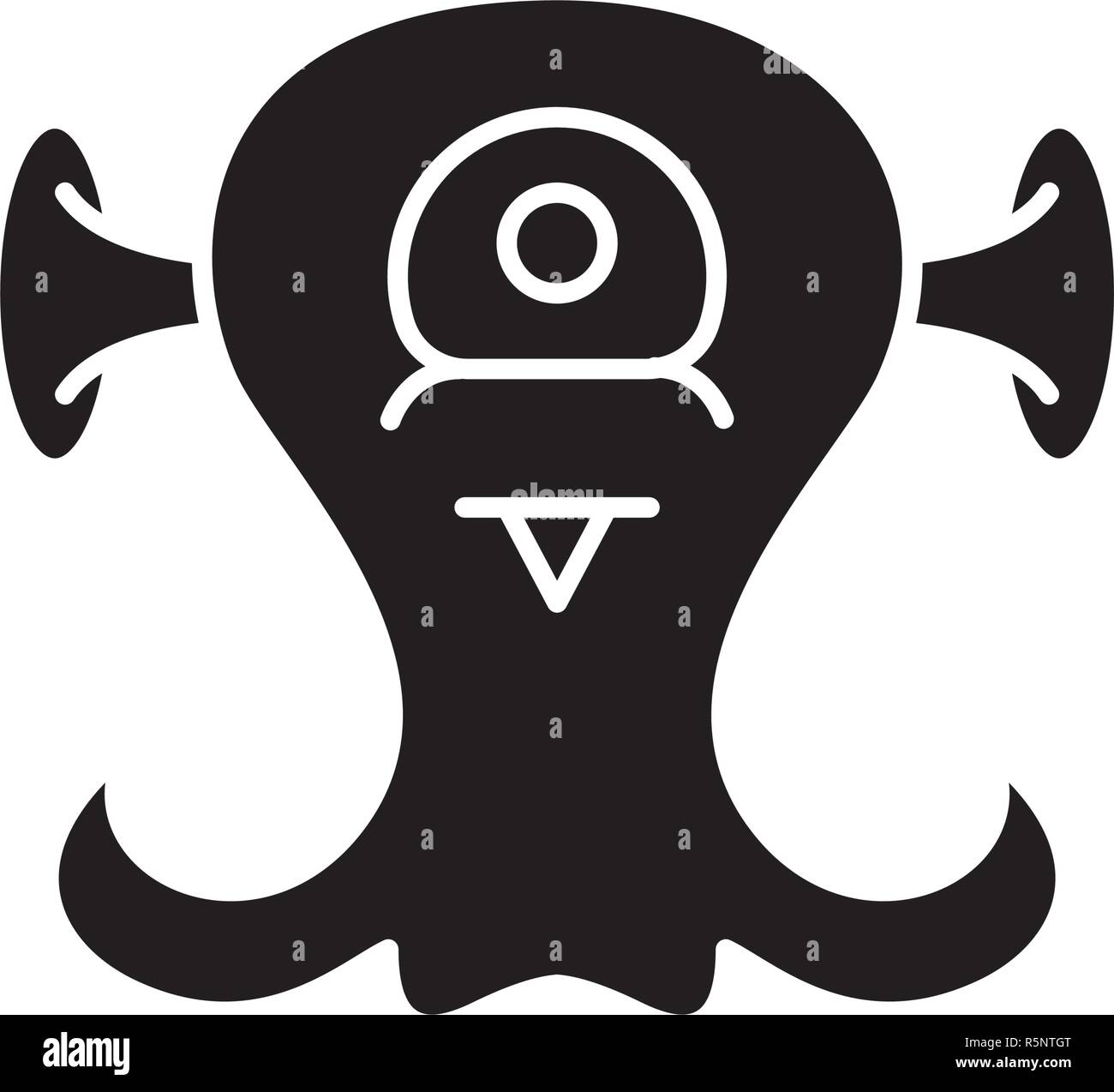 Alien creature black icon, vector sign on isolated background. Alien ...